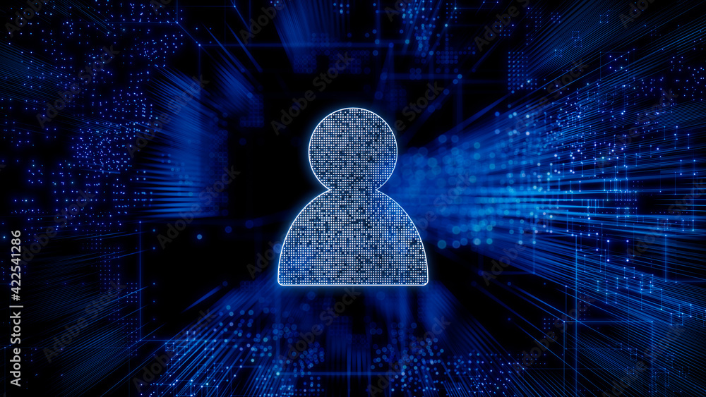Social Technology Concept with user symbol against a Futuristic, Blue ...