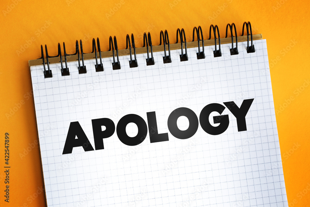 Apology text quote on notepad, concept background Stock Photo | Adobe Stock