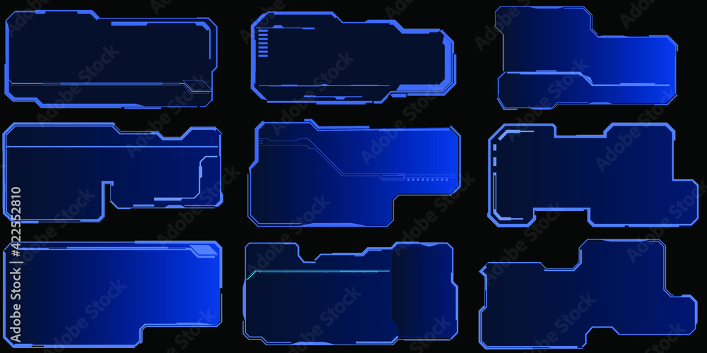 Set of digital tech text box futuristic frame plane user interface ...