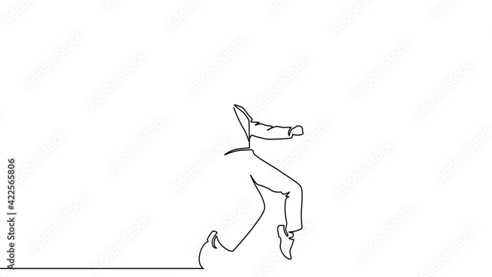 Continuous one animated single line dancer breakdance move. The concept ...