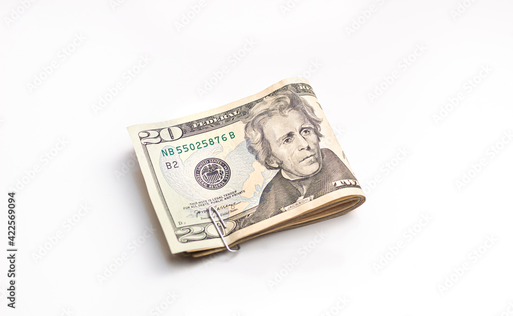 A wad of folded American dollars. Us Currency, USD, US Dollar. Money ...
