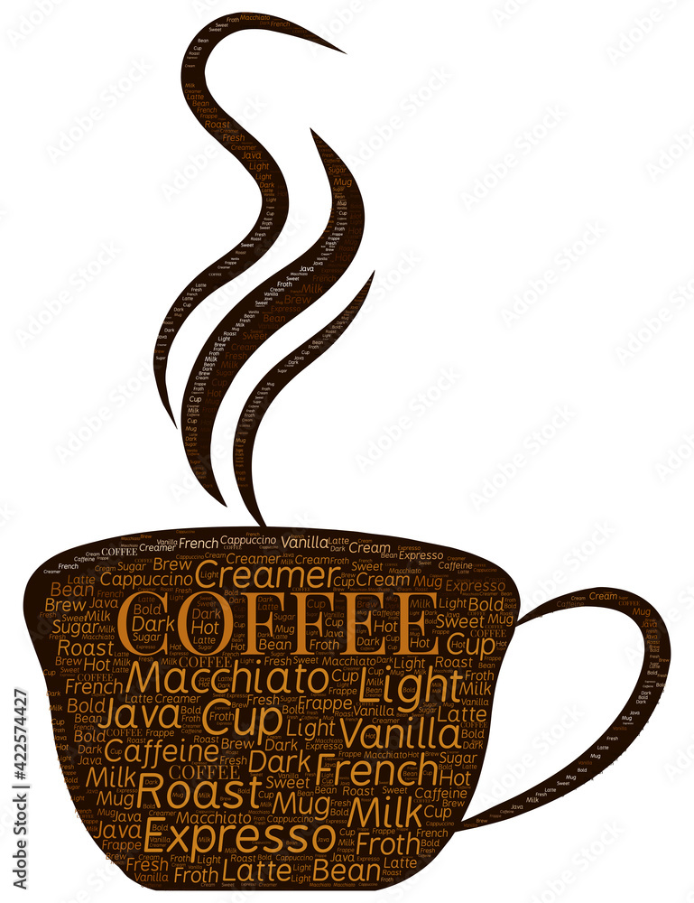 Hot Coffee Illustration with Word Art Typography Stock Illustration ...