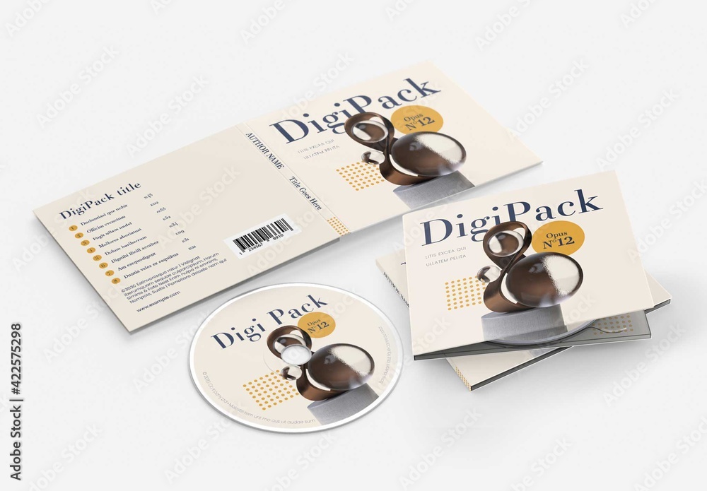 Tan and Yellow CD Digipack Layout Stock Template | Adobe Stock