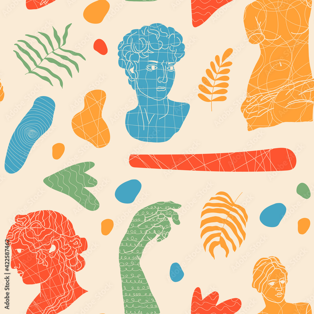 Abstract seamless pattern with antique elements,Greek Gods and Goddess ...