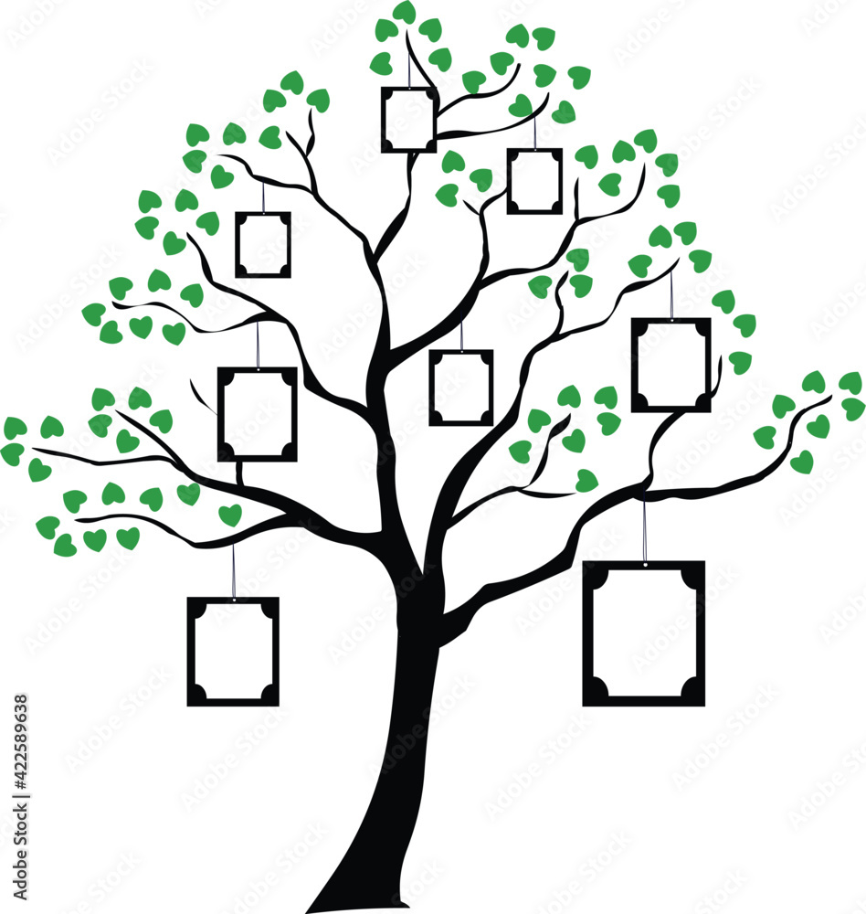 Family tree with blank frames Stock Vector | Adobe Stock