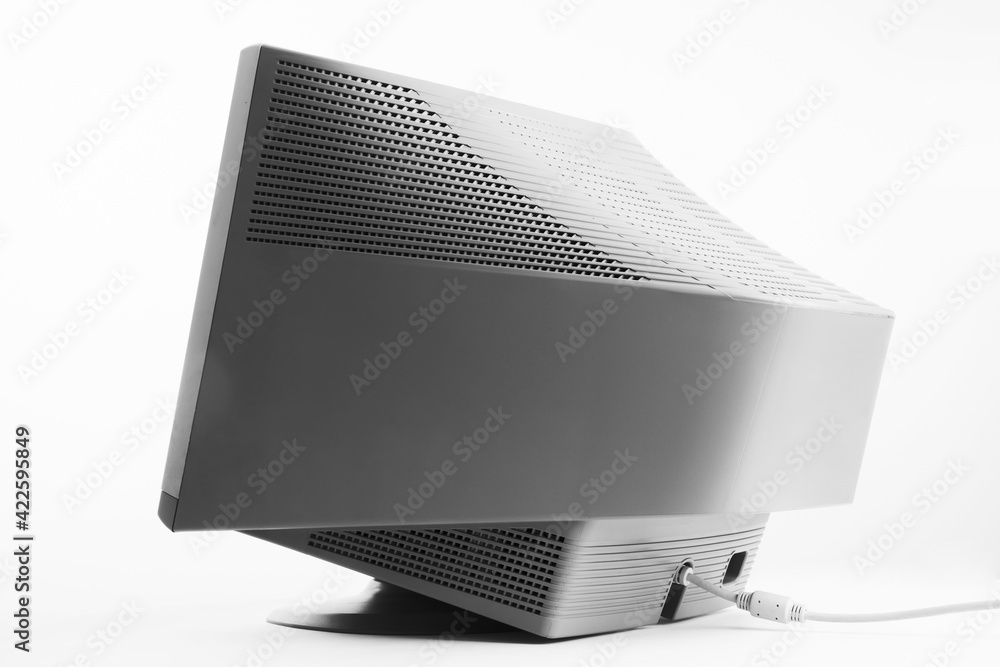 Classic monitor of personal Computer . old monitor of white plastic ...