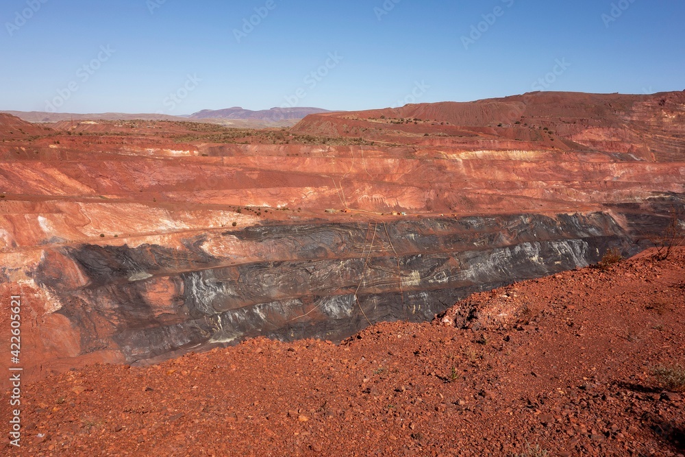 Pit of iron ore mine in Pilbara region in Western Australia Stock Photo ...