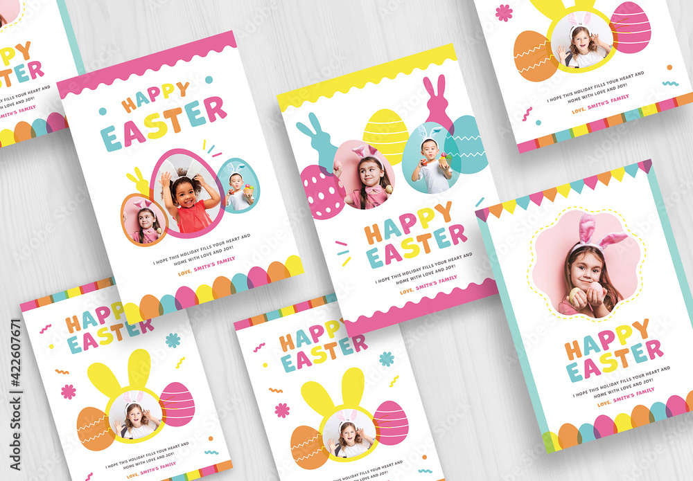 Colorful Easter Card Stock Template | Adobe Stock