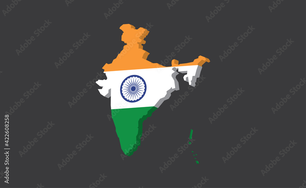 Map of India with flag colors Stock Vector | Adobe Stock