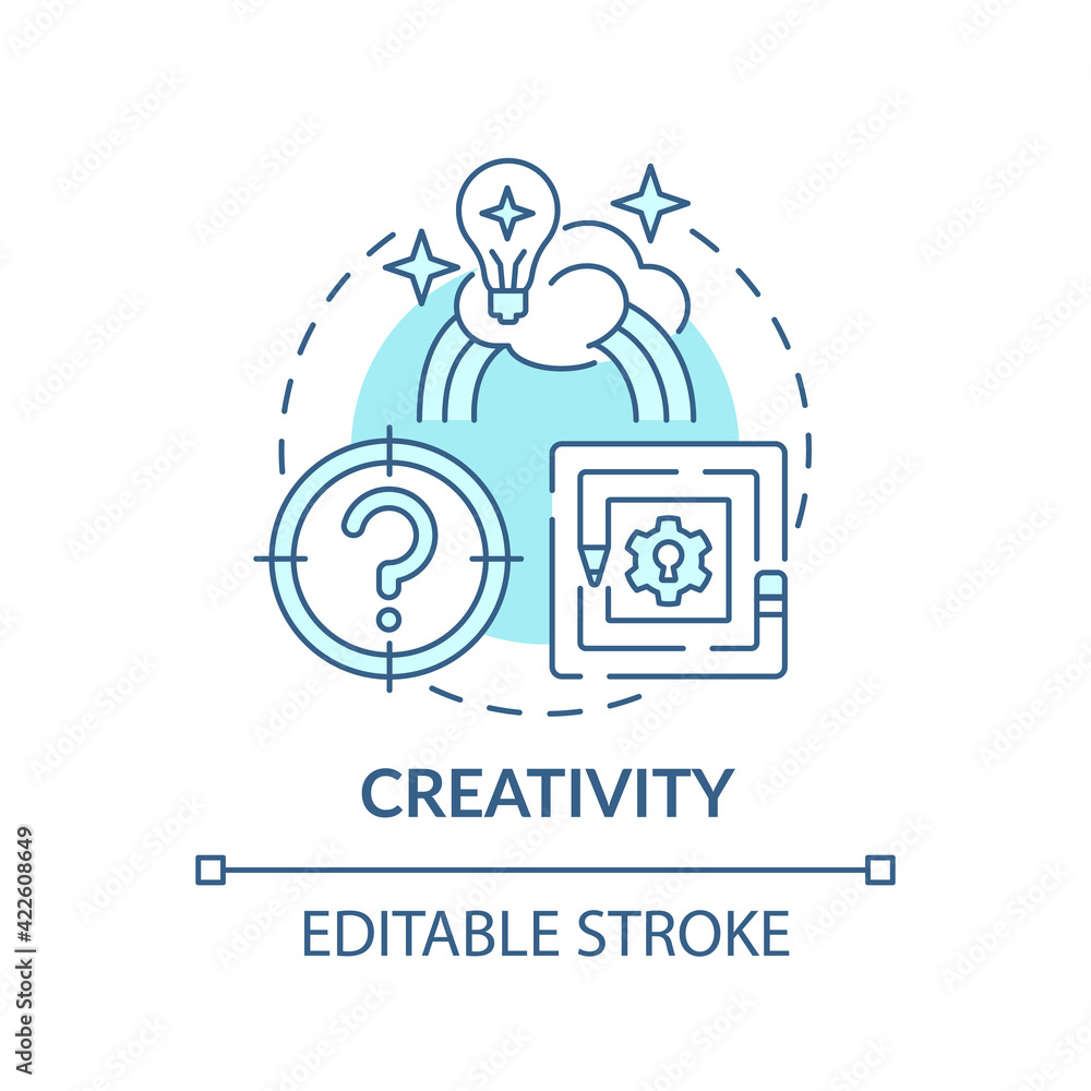 Creativity blue concept icon. Imagination and innovation. Smart ...