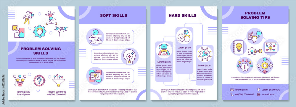 Problem solving tips brochure template. Soft, hard skills. Flyer ...