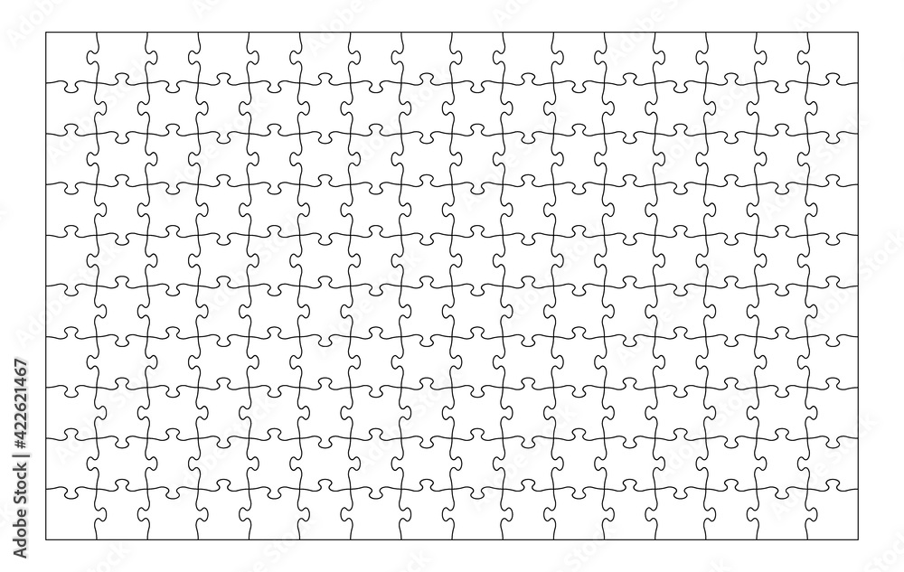 Set of one hundred sixty puzzle pieces. Puzzle with different types of ...