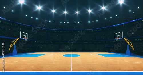Empty Basketball Court Side View