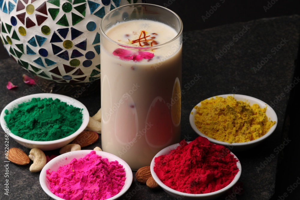 Indian festival Holi concept - Traditional Indian beverage Thandai ...