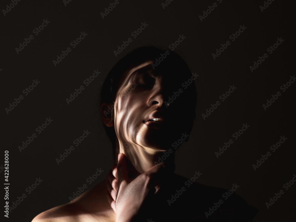 Female abuse. Domestic violence. Social pressure. Art portrait of ...