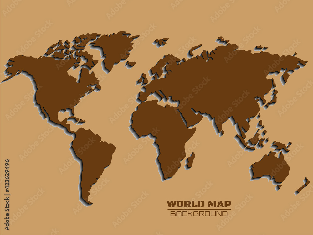 World map with shadow. Map of paper. Vector illustration Stock Vector ...