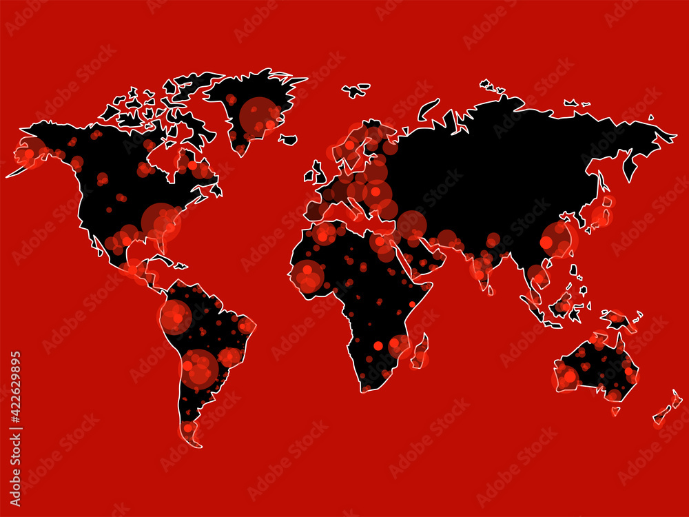 World map of coronavirus pandemic. Covid-19. Covid map. Disease ...