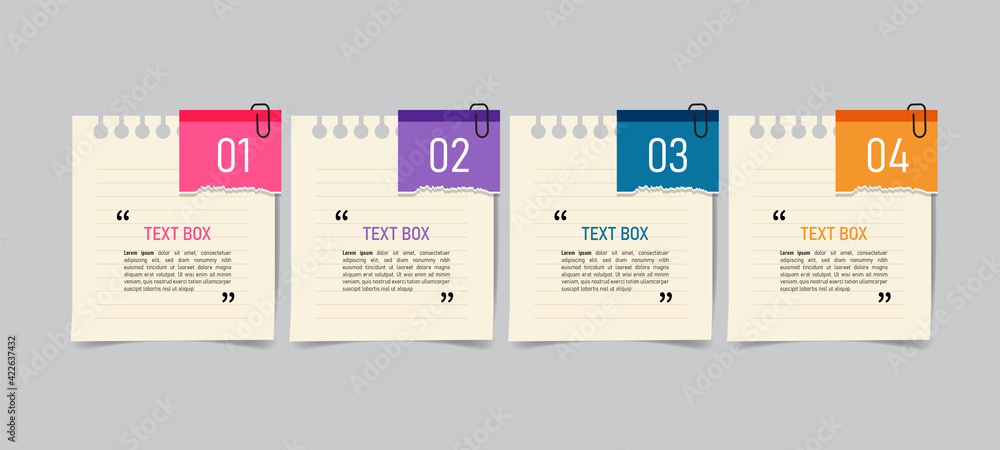 Text box design with note papers infographic. Stock Vector | Adobe Stock