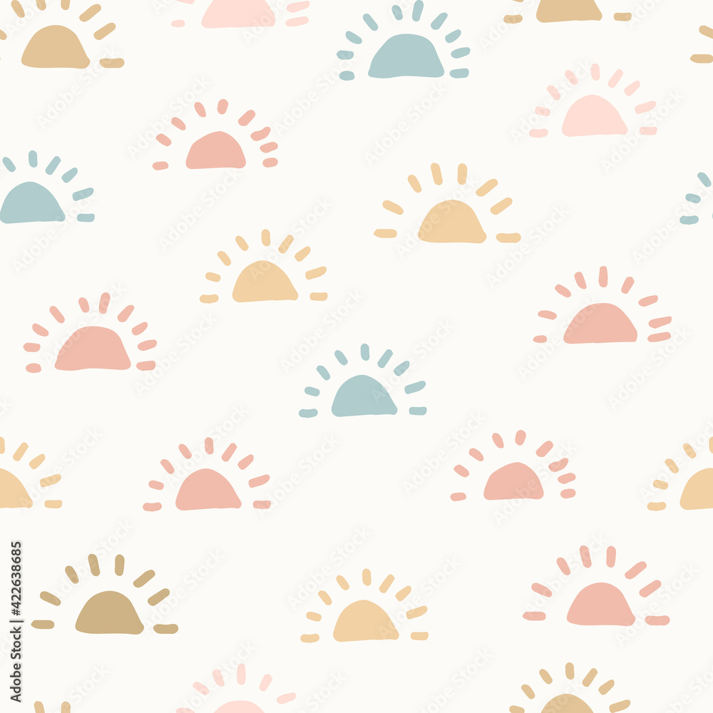 Hand drawn modern doodle seamless pattern. Pastel grunge background ...