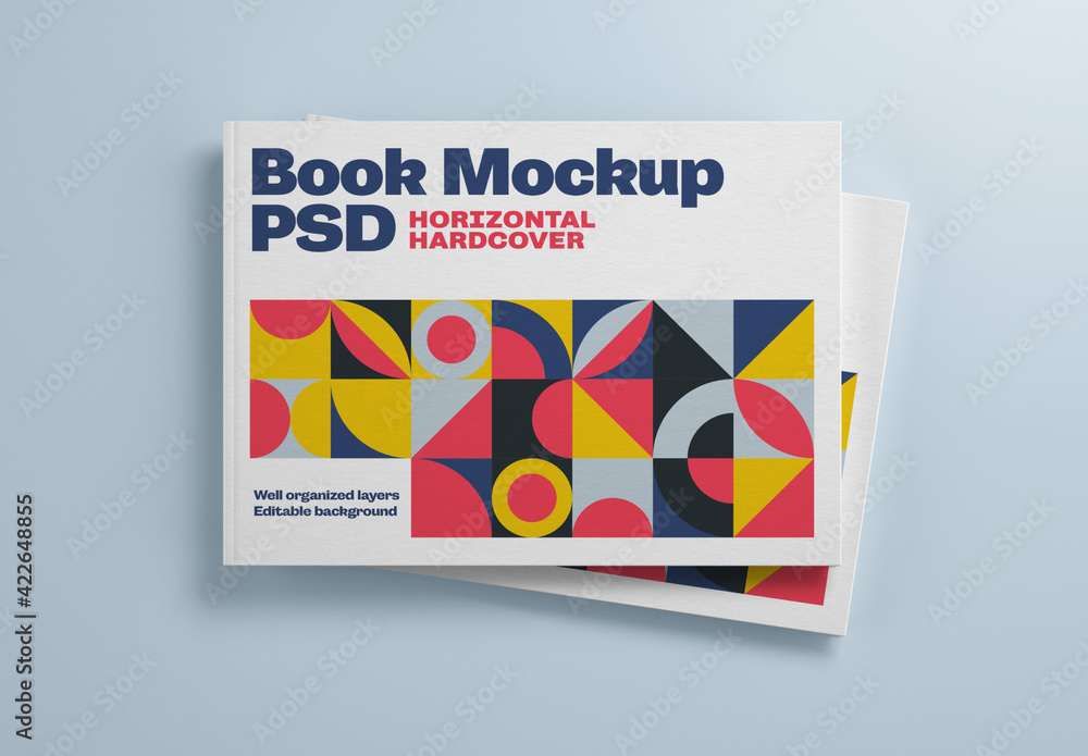 Horizontal Book Hardcover Mockup Stock Template | Adobe Stock