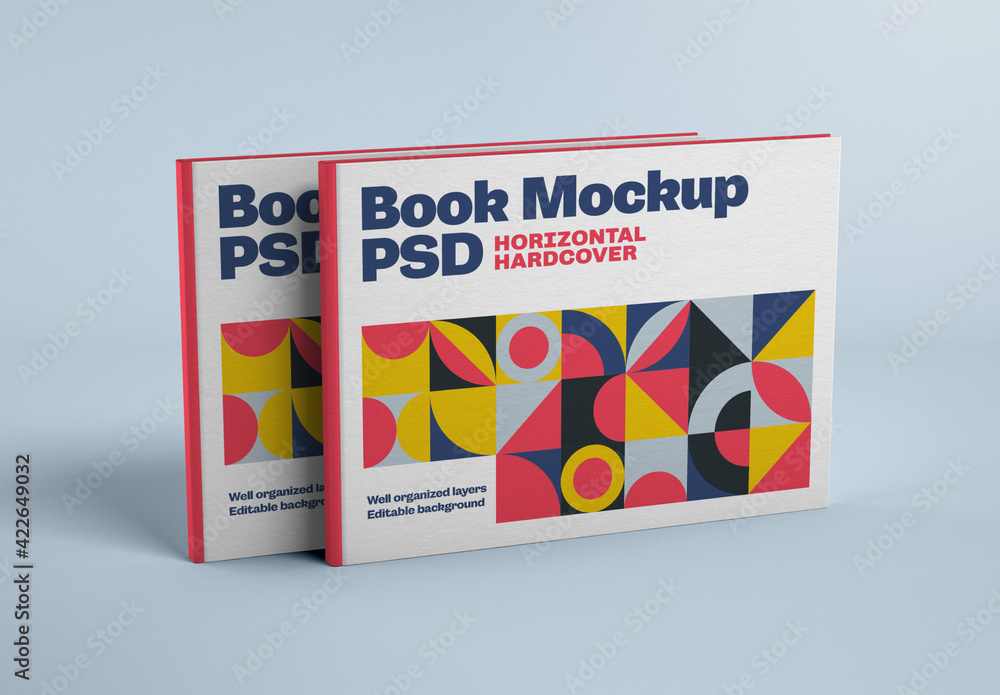 Horizontal Book Hardcover Mockup Stock Template | Adobe Stock