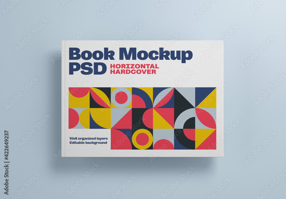 Horizontal Book Hardcover Mockup Stock Template | Adobe Stock