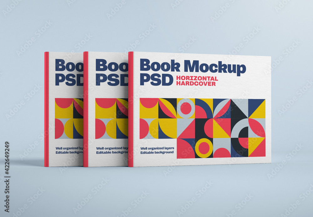 Horizontal Book Hardcover Mockup Stock Template | Adobe Stock