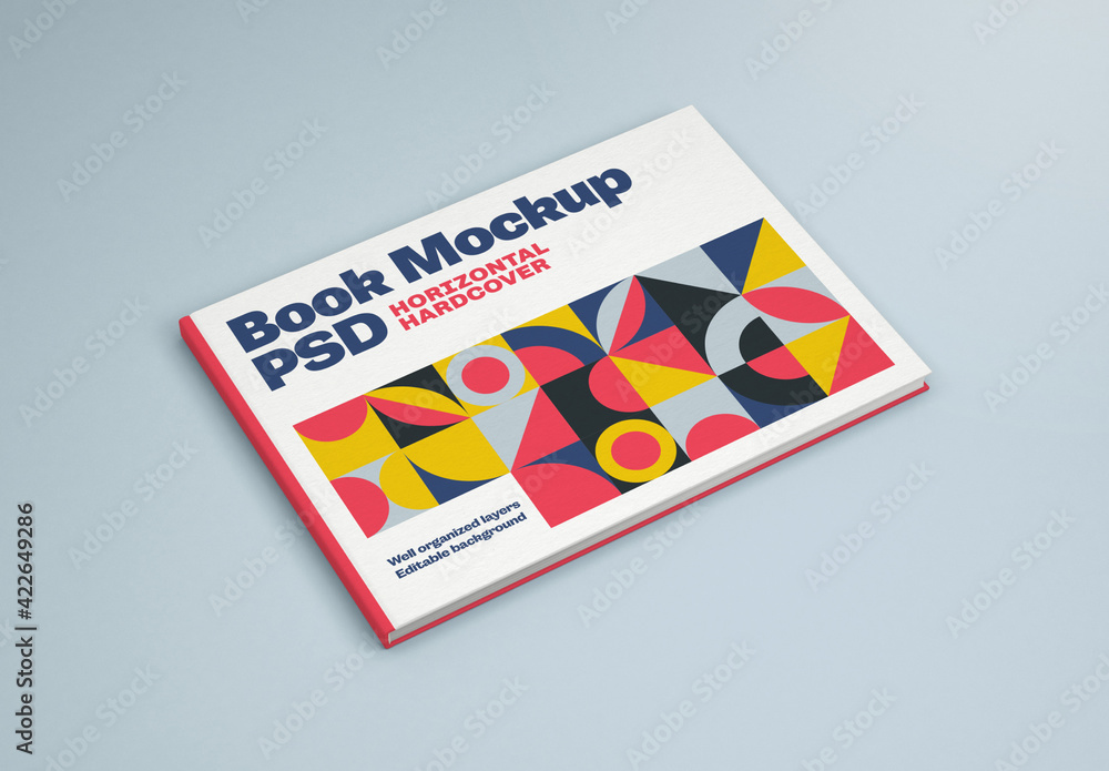 Horizontal Book Hardcover Mockup Stock Template | Adobe Stock