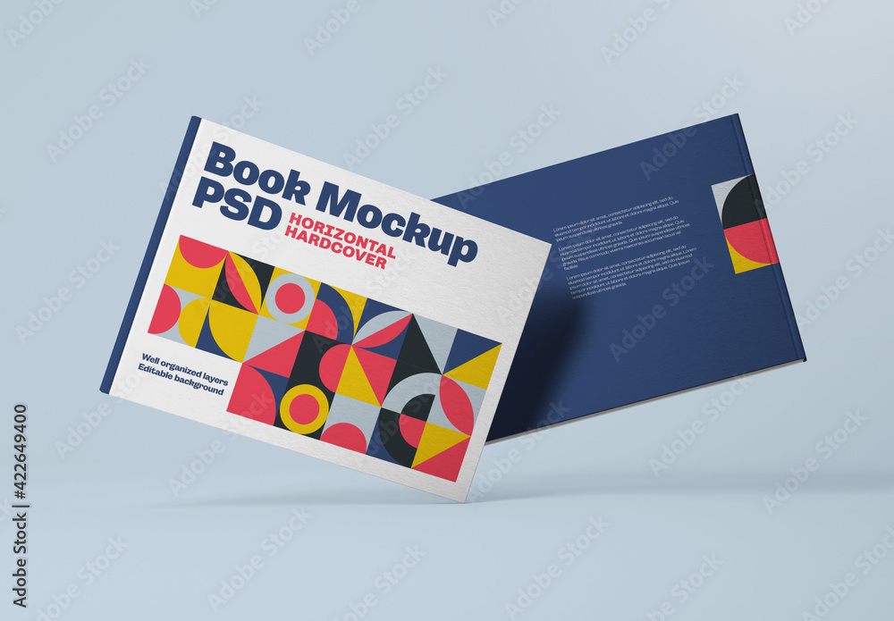 Horizontal Book Hardcover Mockup Stock Template | Adobe Stock