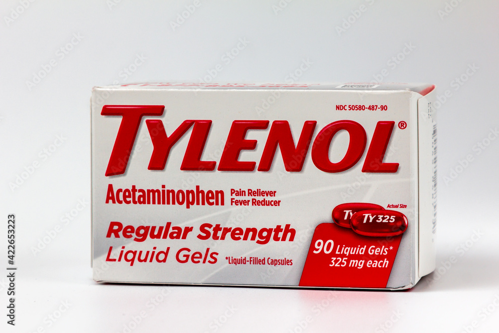 Tylenol Regular Strength Acetaminophen Package and Trademark Logo Stock ...