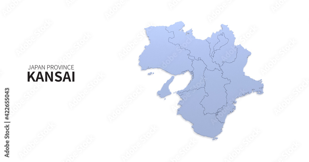 Kansai map. map of Japanese provinces 3d illustration. Stock ...