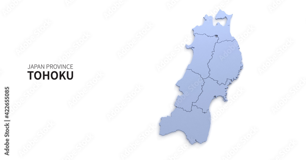 Tohoku map. map of Japanese provinces 3d illustration. Stock Illustration | Adobe Stock
