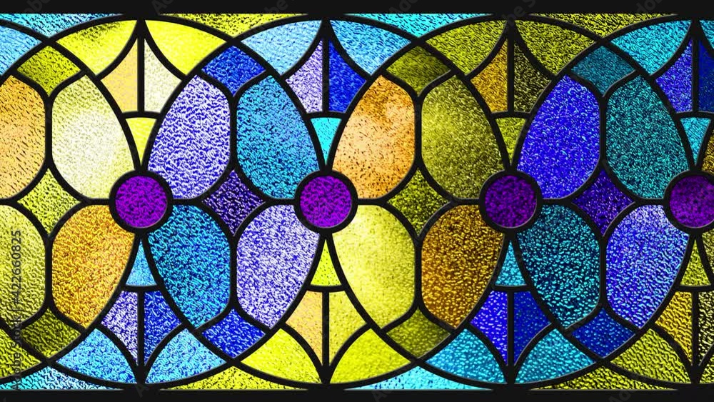 Animated colorful modern looping stained glass window. Art Nouveau ...