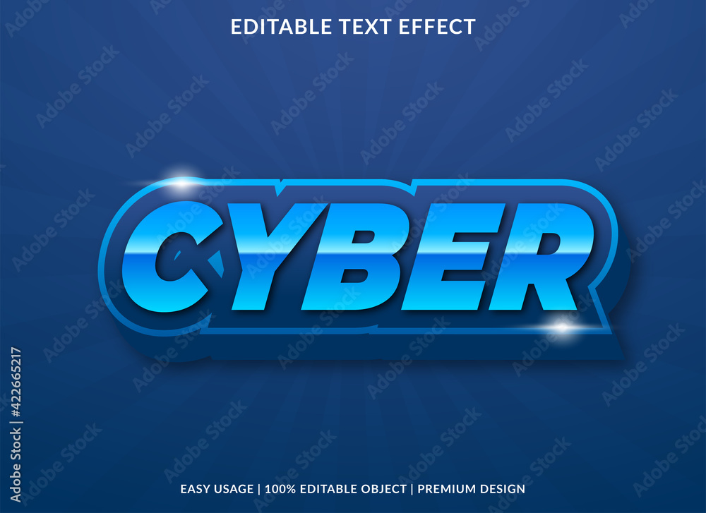 cyber text effect template design use for business brand and logo Stock ...
