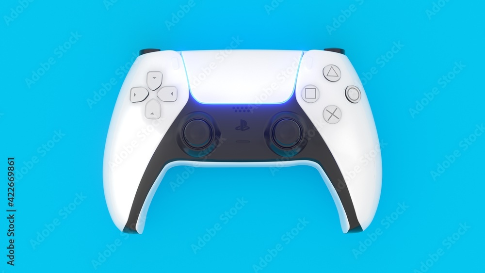 Moscow, Russia - March 20 2021: Next generation game controller ...