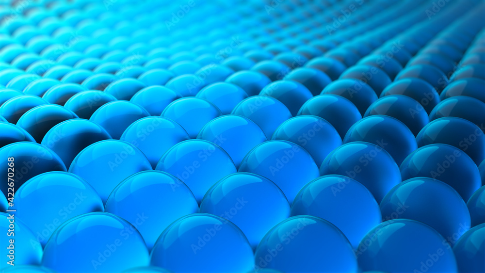 Beautiful 3d pattern with blue spheres bubbles on light background ...