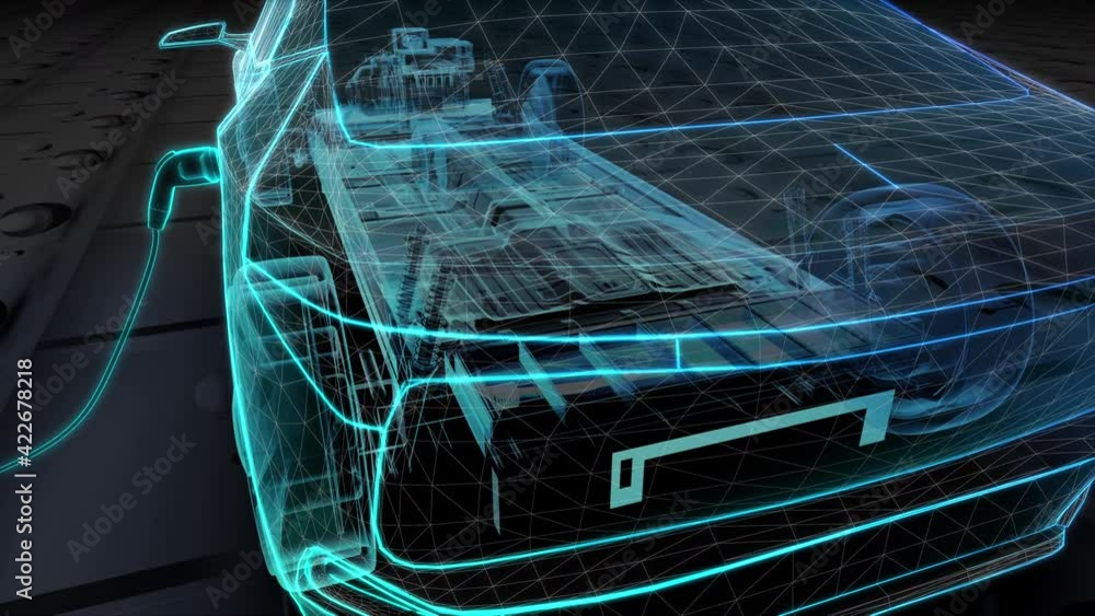 Electronic, hydrogen, lithium ion battery. Autonomous driving car ...