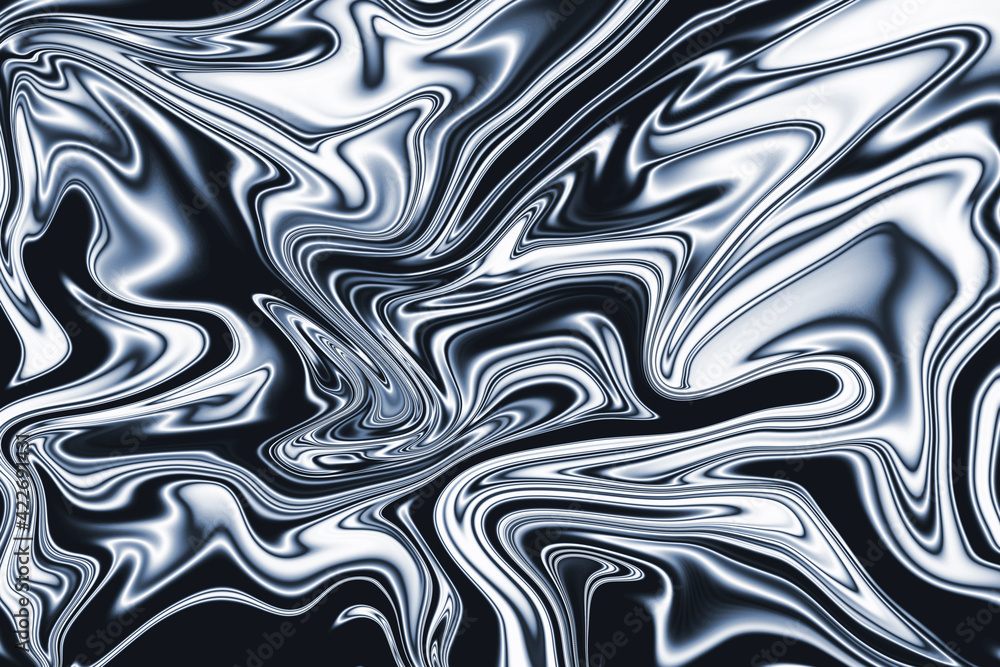 Abstract fluid art marble free flowing pattern with modern black and white metallic gradient ...
