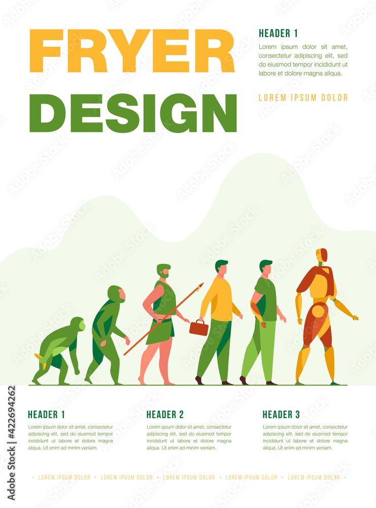 Human evolution from monkey to cyborg. Primate, ancestor, caveman, homo ...
