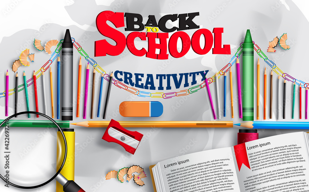 Back to school vector concept design. Back to school creativity text ...