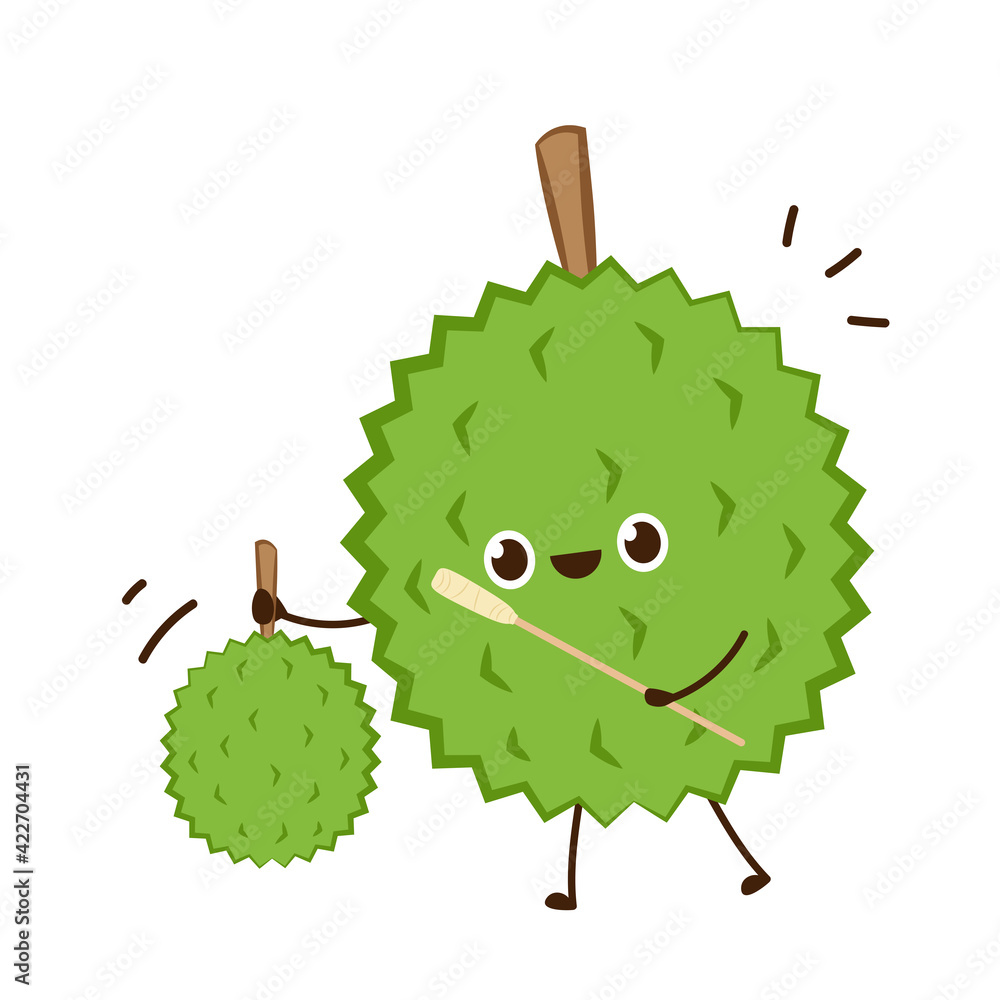 Durian character design. Durian on white background. Durian cartoon ...