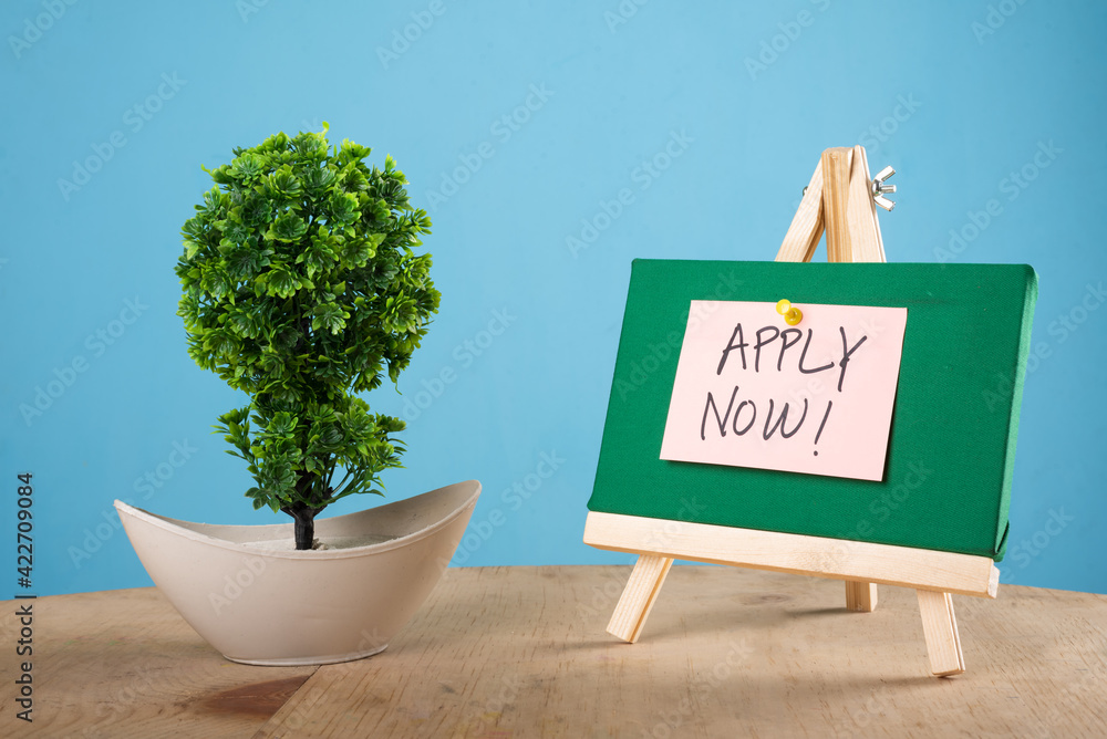 Apply Now Written On A Sticky Note On A Mini Green Notice Board With A apply-now-written-on-a-sticky-note-on-a-mini-green-notice-board-with-a