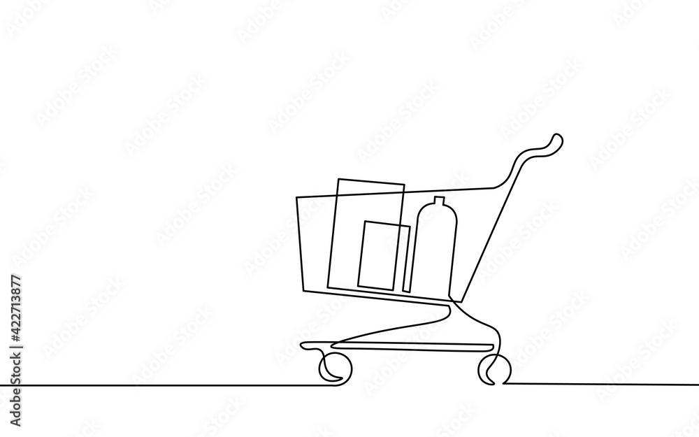 Single continuous line art shopping cart . Test system strategy concept ...