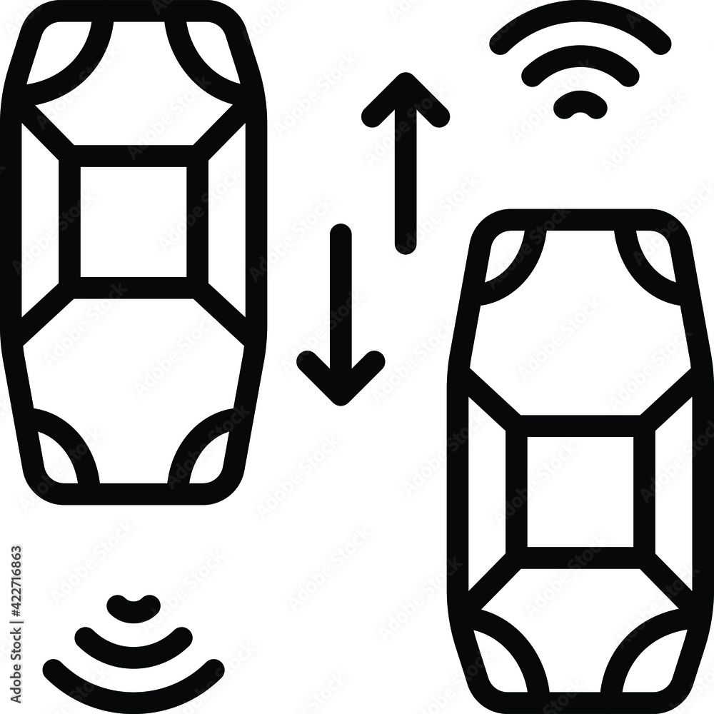 Self driving Car Lane Assist Concept, Vector Icon Design, Autonomous ...