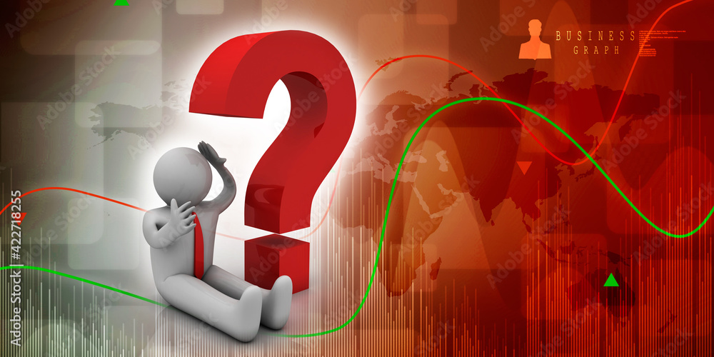 3d illustration Question Mark. 3D. 3d small people - complicated ...