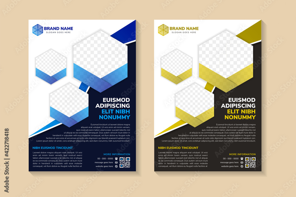 blue and yellow gradient flyer template design for business with ...