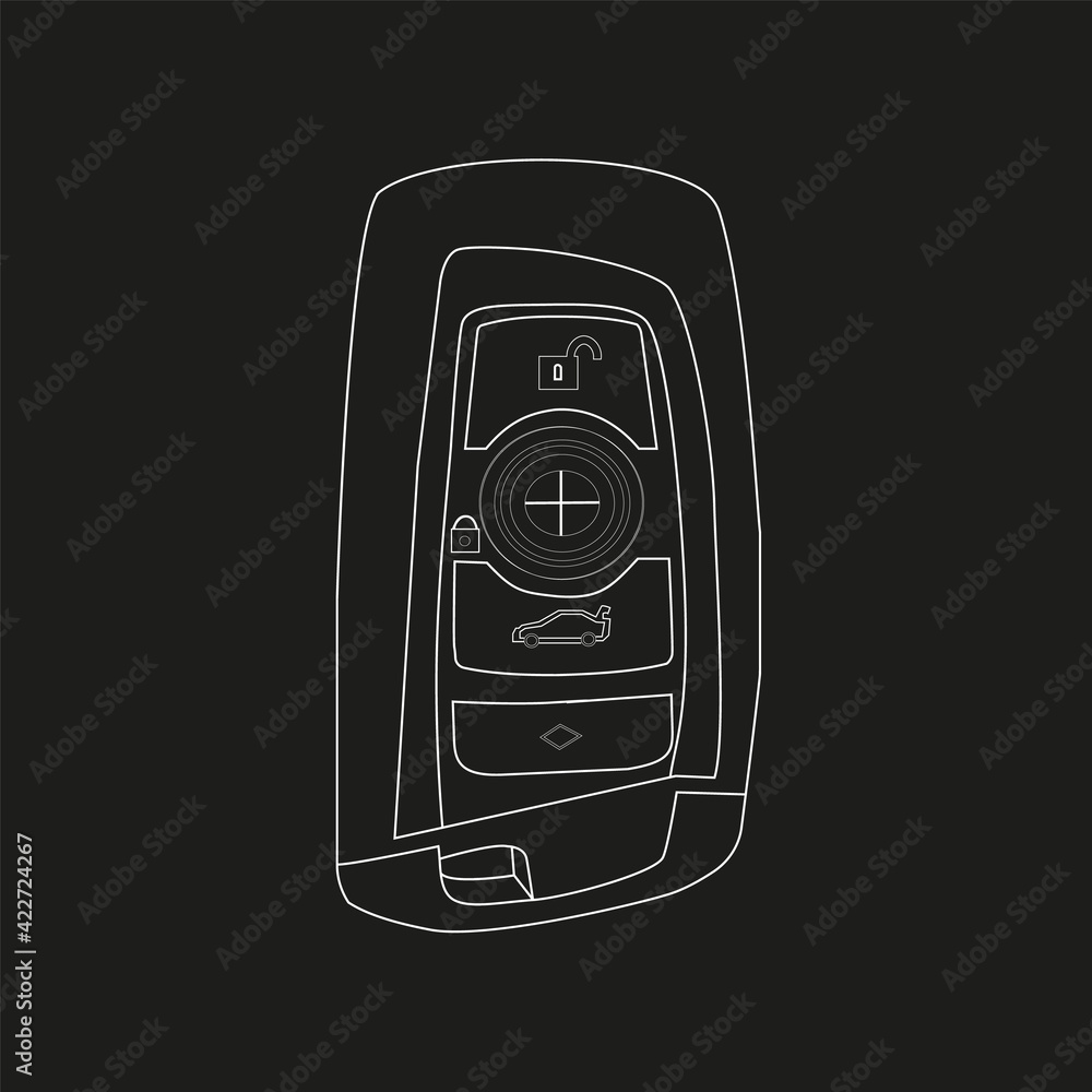 Black and white car remote. Idea or an element for bigger illustrations ...