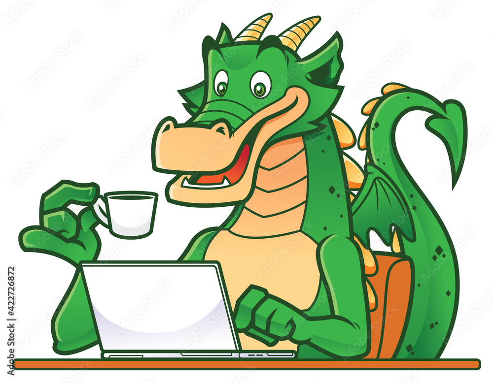 Dragon on Laptop Stock Vector | Adobe Stock