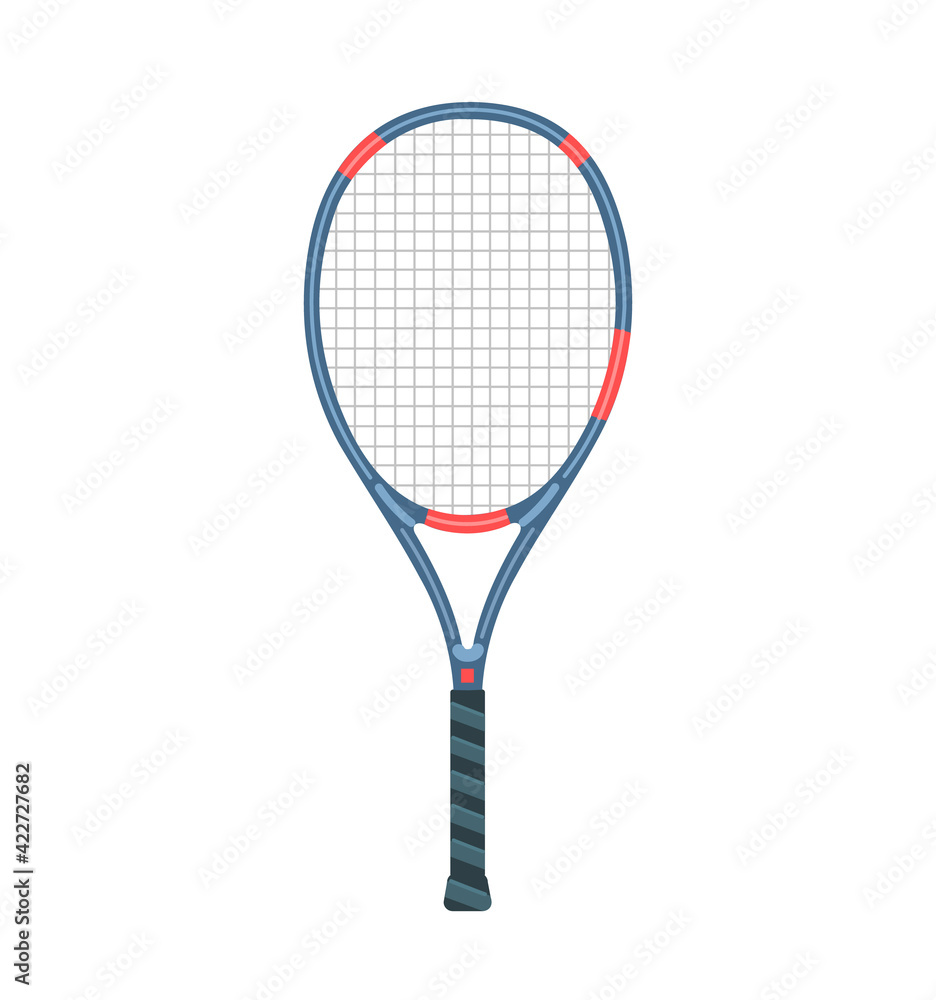 Tennis racket blue and red design isolated on white background. Vector ...