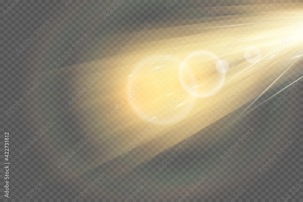 Light flare special effect with rays of light and magic sparkles. Glow ...